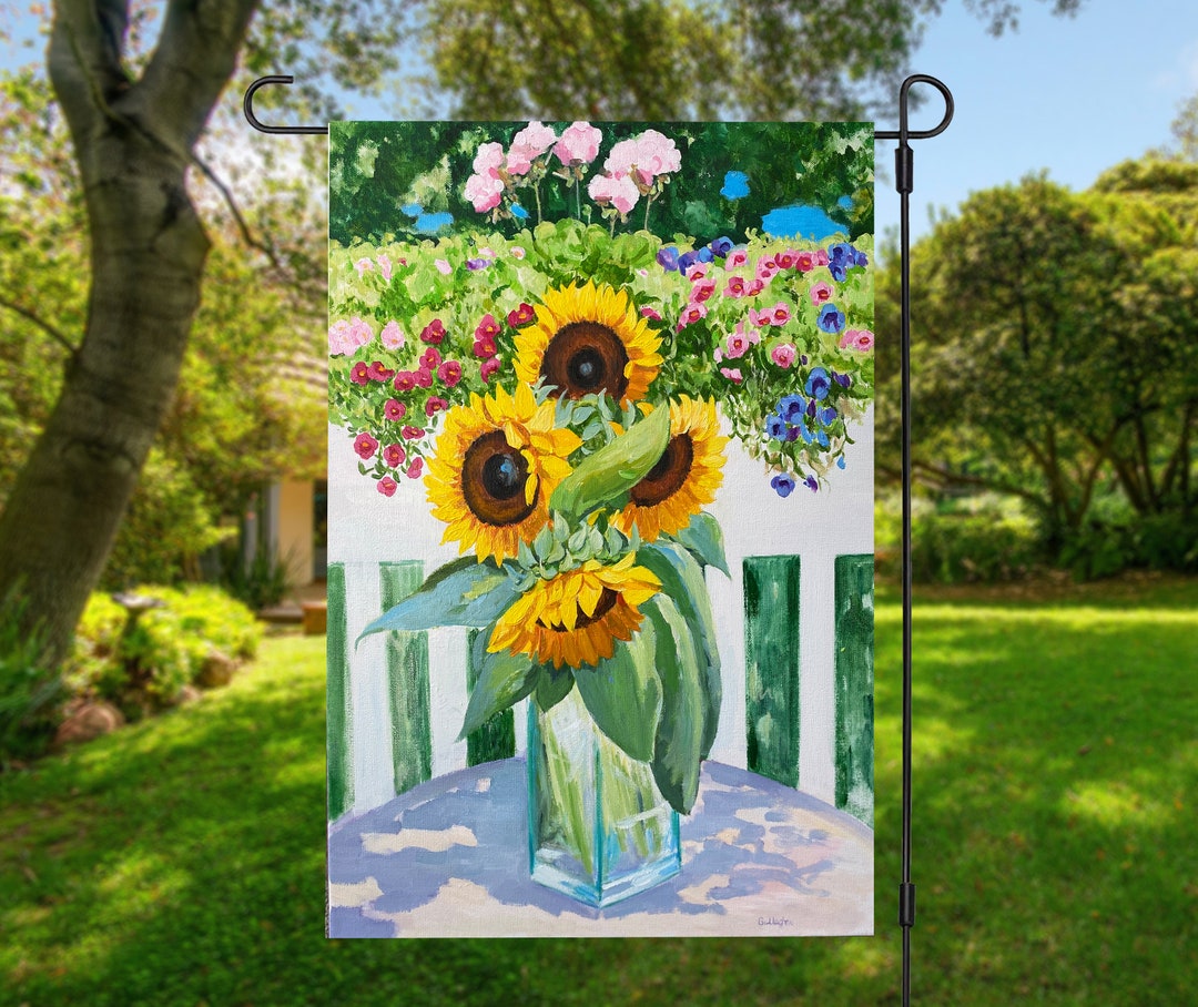 Sunflower Garden Flag 12x18 Double Sided | Seasonal Outdoor Garden Flag ...