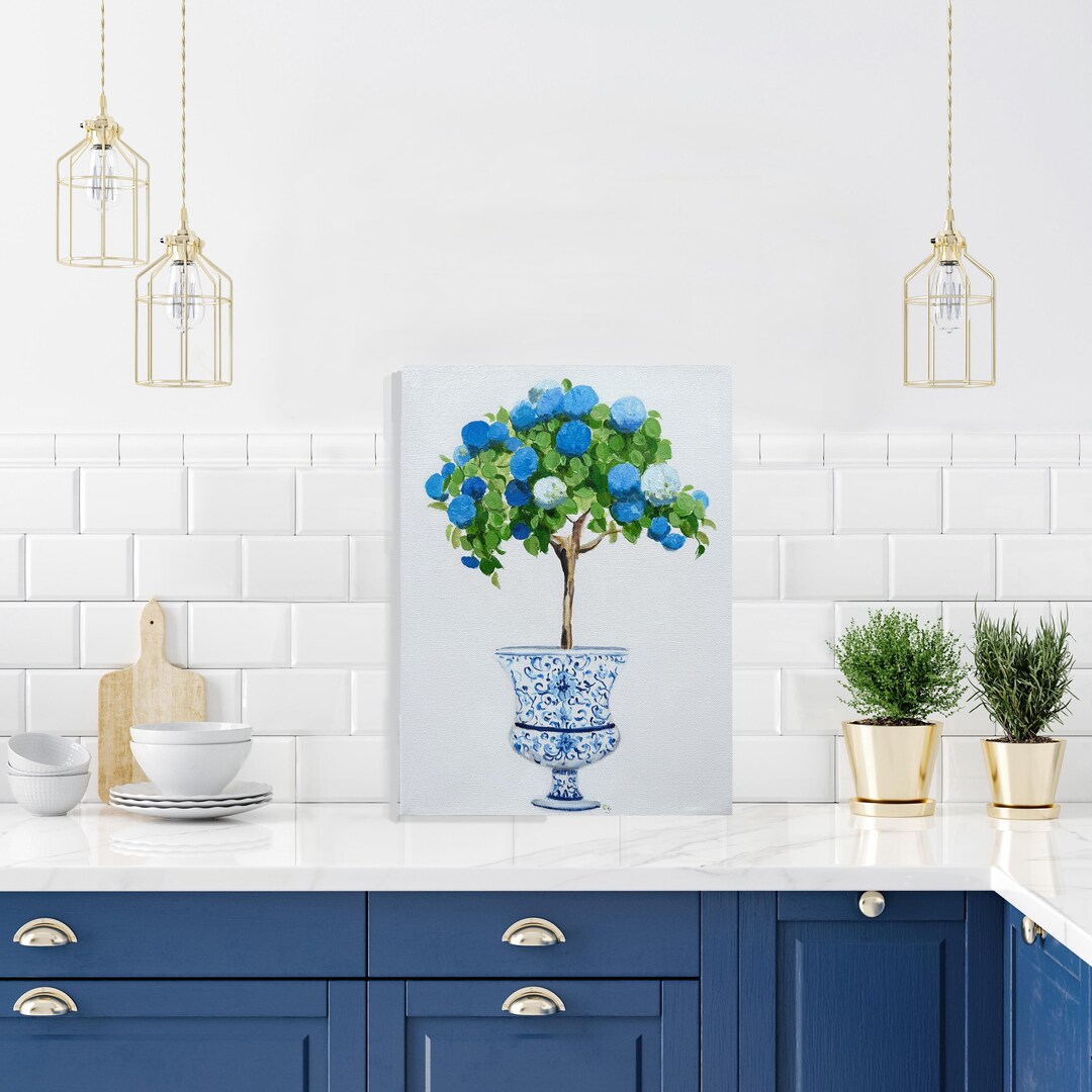 Blue Hydrangea Oil Painting, Floral Art Canvas Wall Decor, 12x16 ...