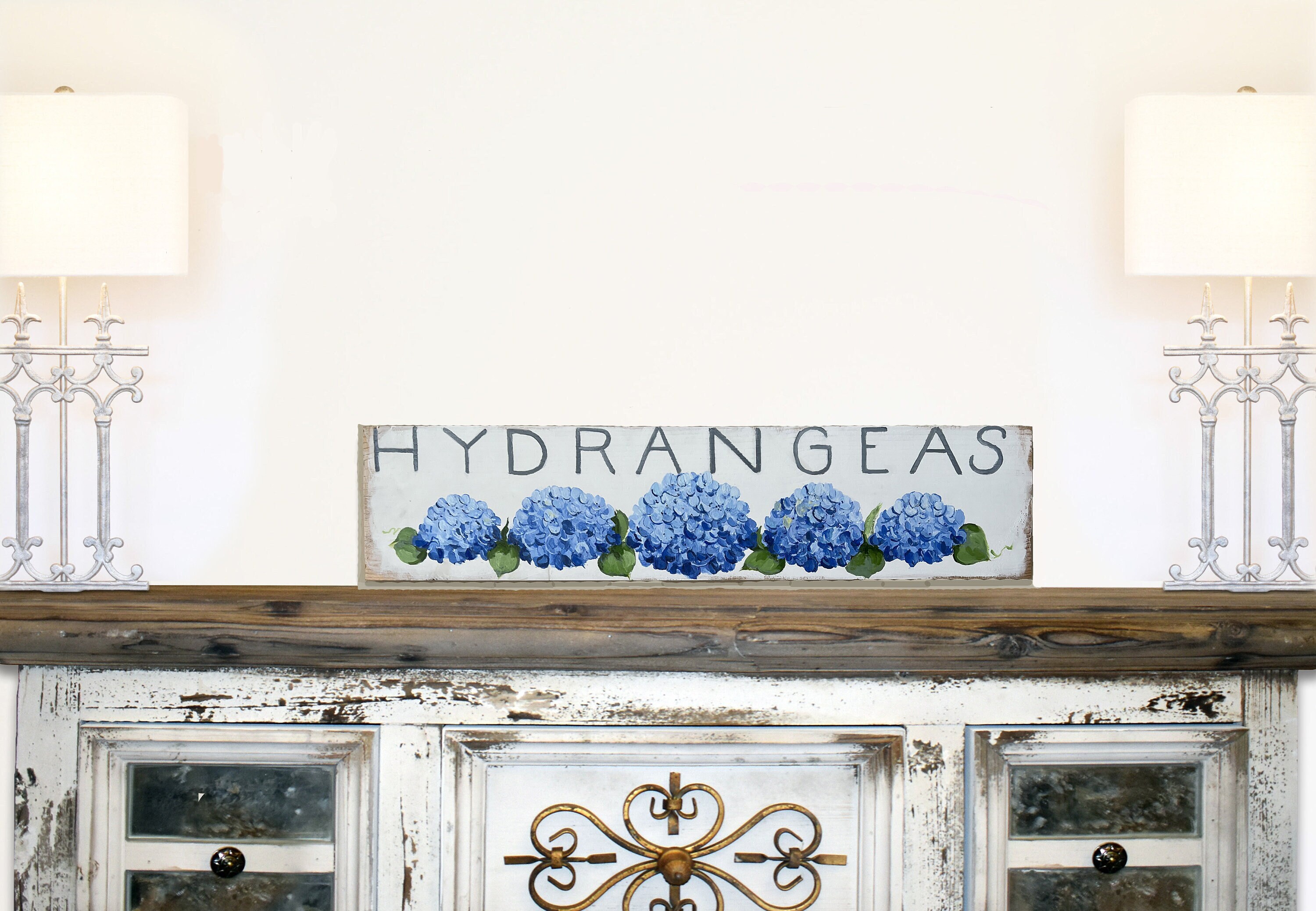 Flower Wall Art Wood Flower Sign Farmhouse Kitchen Hydrangea Painting ...