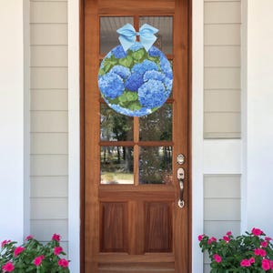 Door Hanger for Front Door Hydrangea Door Hanger Door Art Floral Door ...