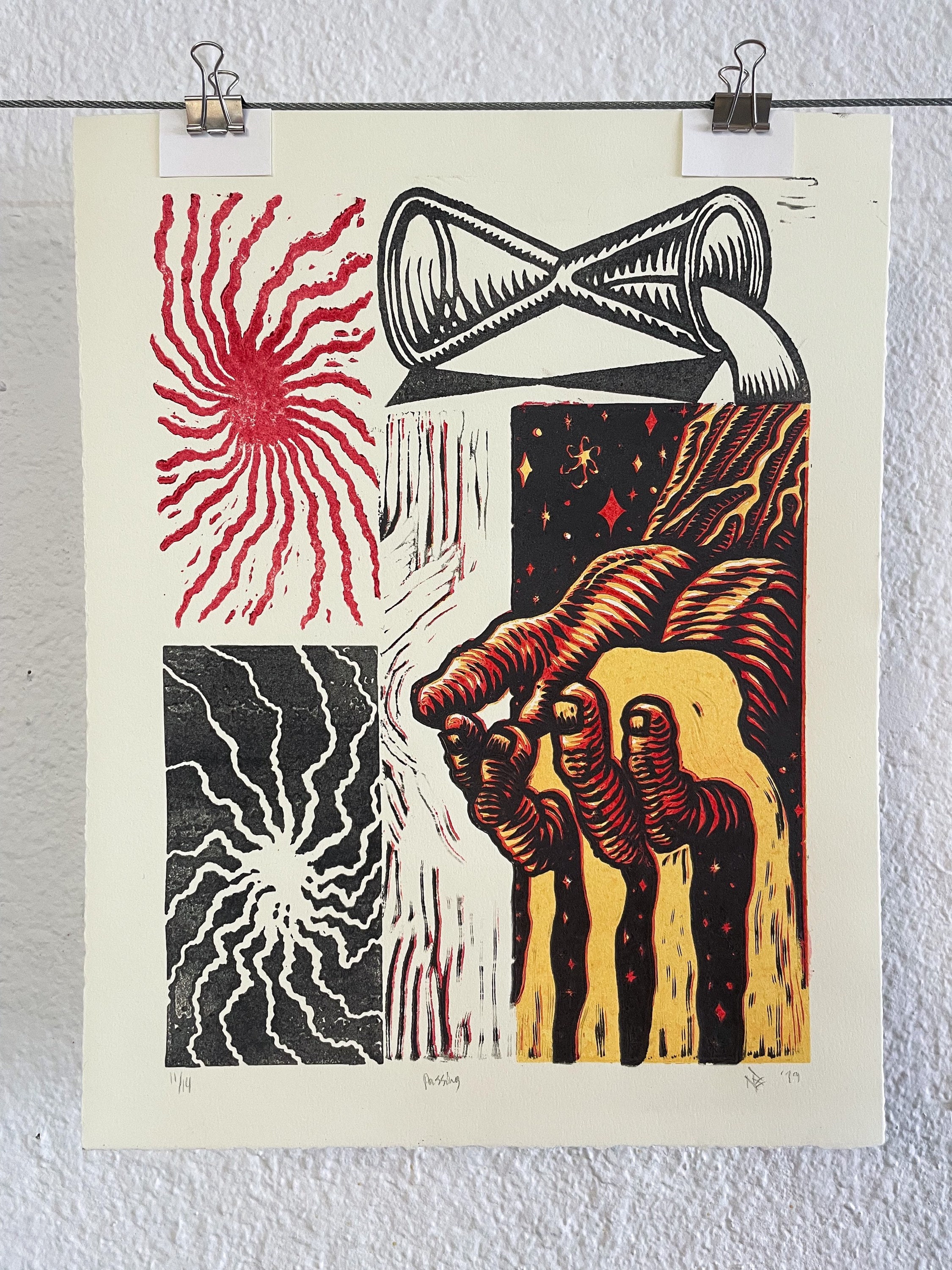 Passing, Original 3-color Linocut, Handmade Print, Original Artwork - Etsy