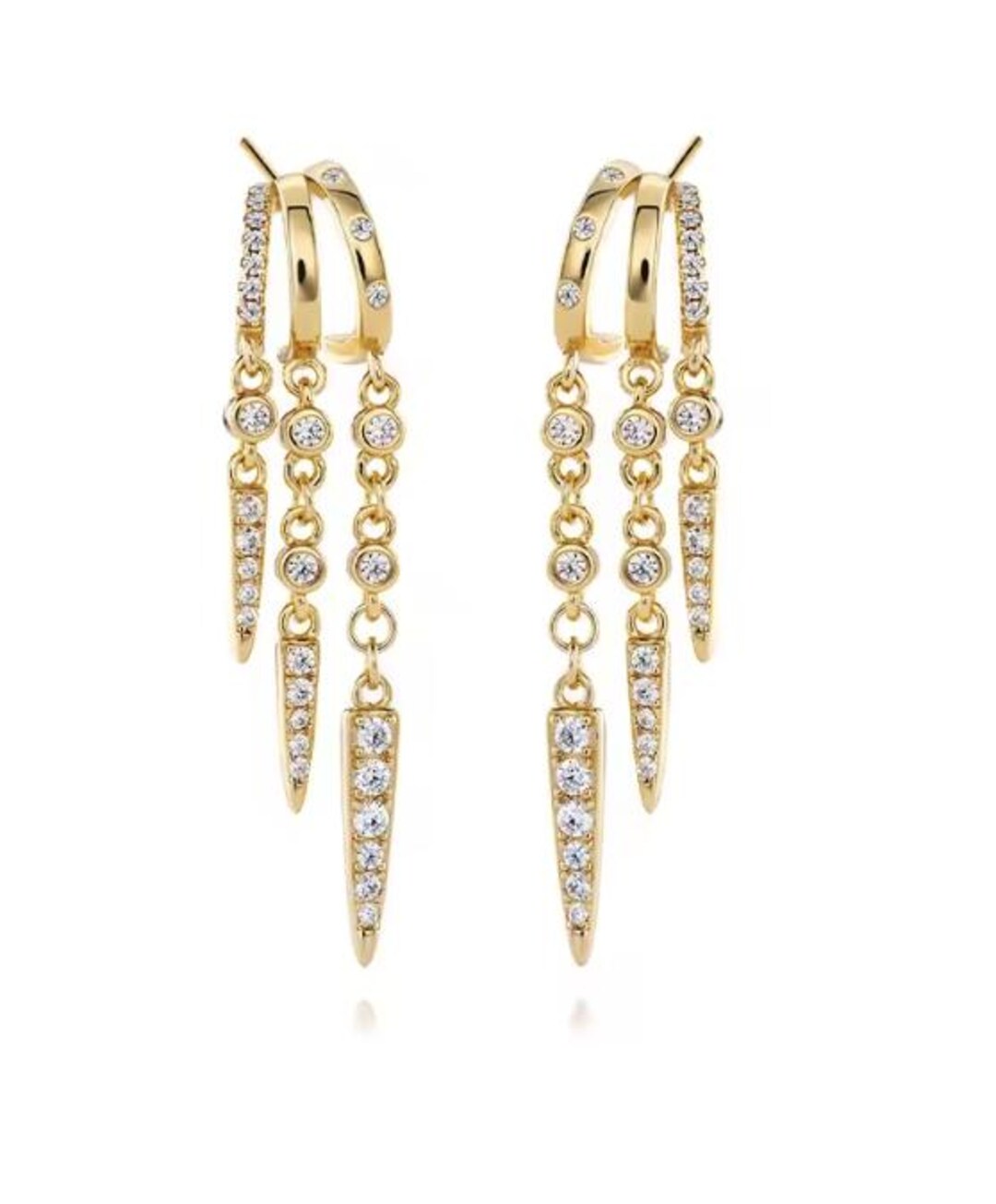 COMING SOON Gold Plated Triple Stacked Illusion Earring Set - Etsy