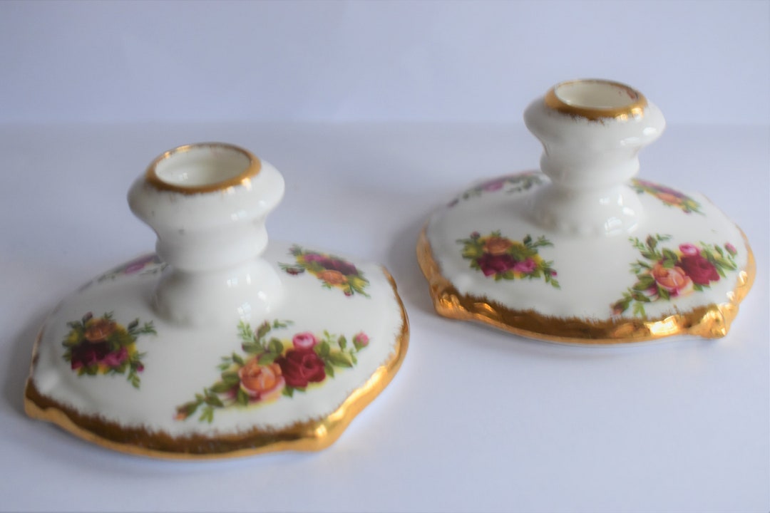 Vintage Candlesticks. Two Royal Albert Old Country Roses Candle Holders ...
