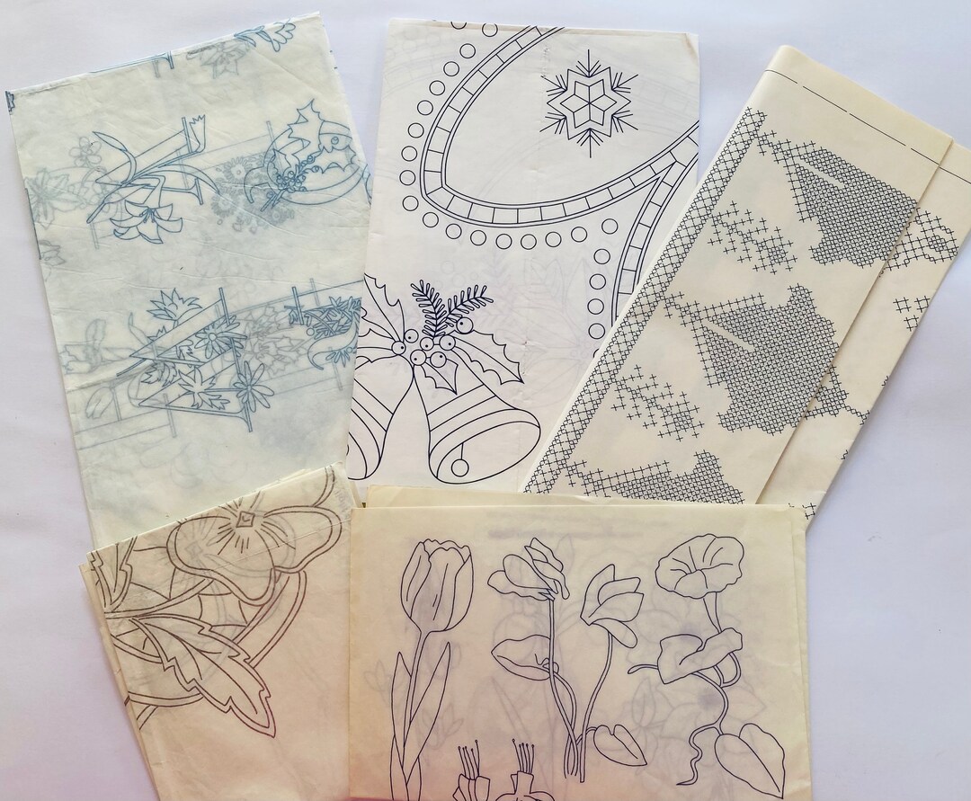 Five Paper Embroidery and Cross Stitch Transfers. Iron on Transfers ...