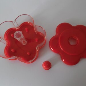 Sewing Caddy. Red Plastic Storage Caddy. Vintage Caddy With Wooden ...