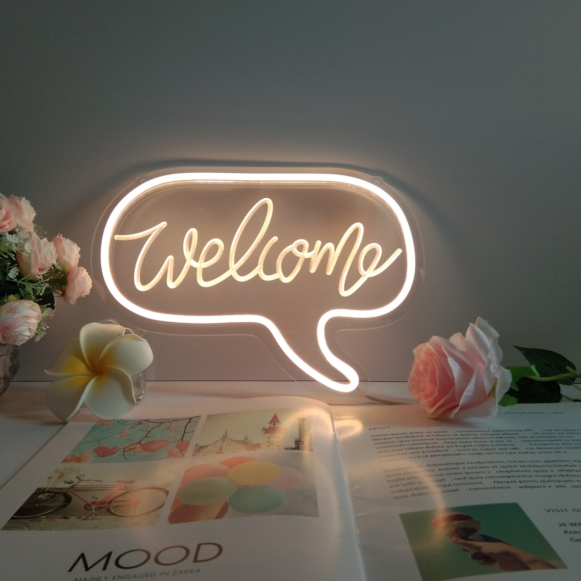 Welcome LED Neon Sign with 3D Art Powered by USB Neon Shop | Etsy