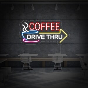COFFEE DRIVE THRU Neon Signcoffee Time Neon Sign Cafe Neon - Etsy