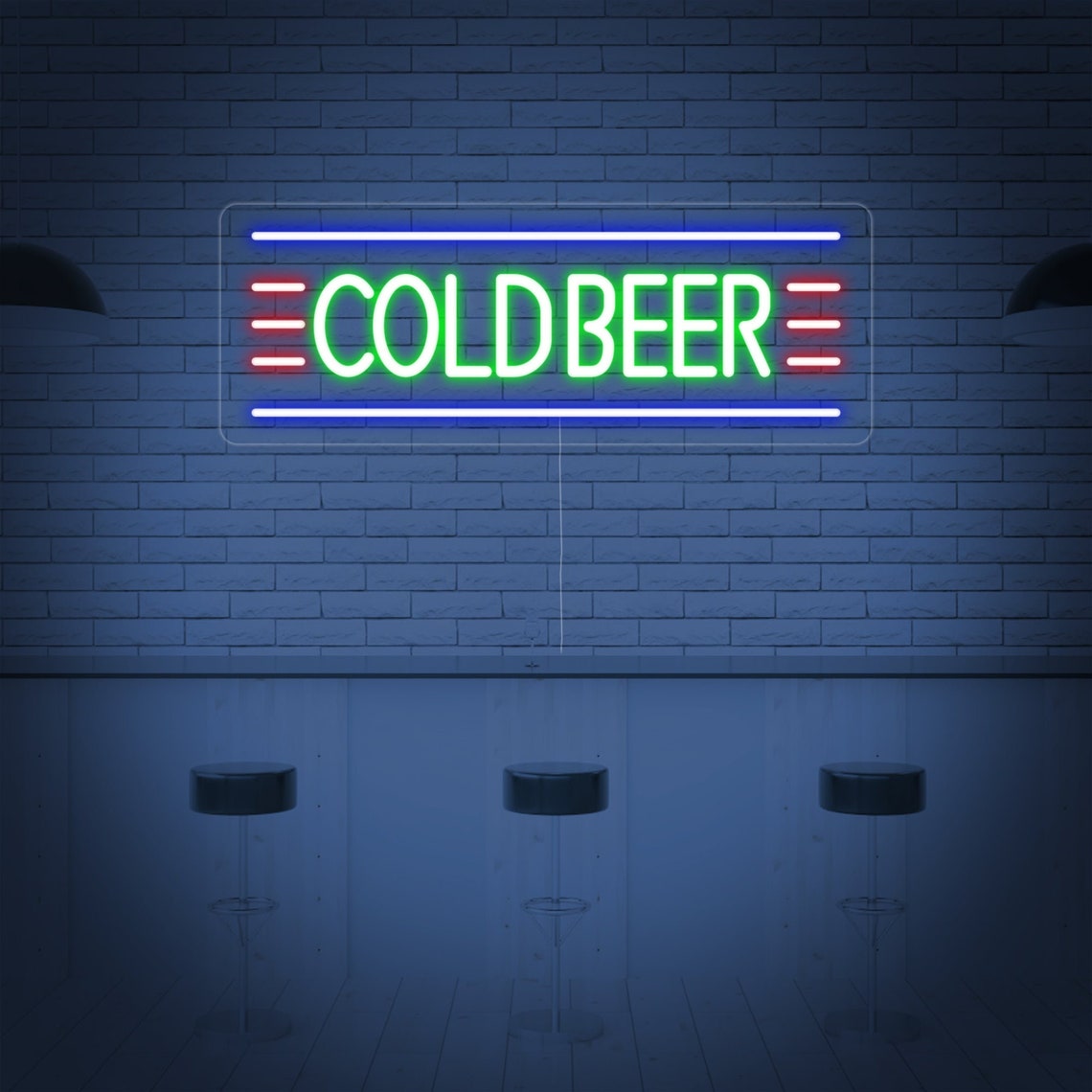 Cold Beer Bottle Bar Neon Signbeer Neon Signspub Signsneon - Etsy