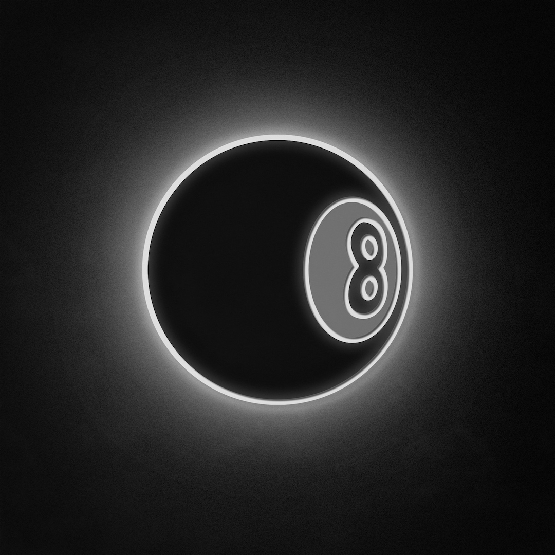 8 Ball Neon-like Sign,8 Ball Edge-lit Sign,8 Ball Wall Art,gift for ...