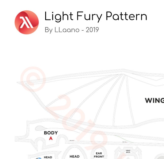 Huge Light Fury Plush PDF Sewing Pattern Digital Download | Etsy UK