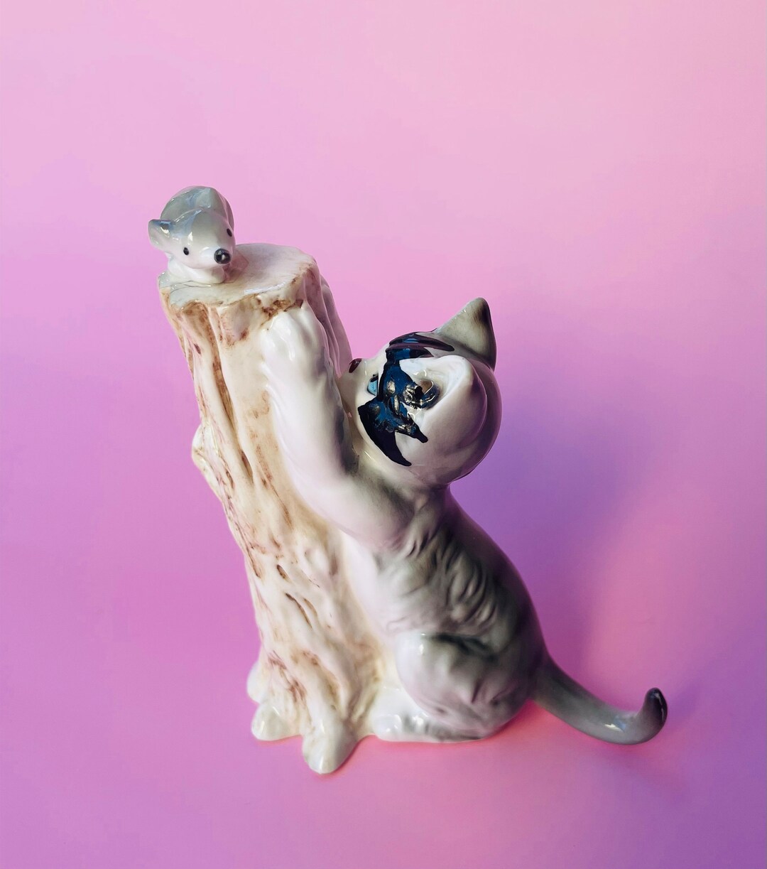 Vintage Kitsch Cat Figurine-up Cycle-ceramic-home Decor - Etsy
