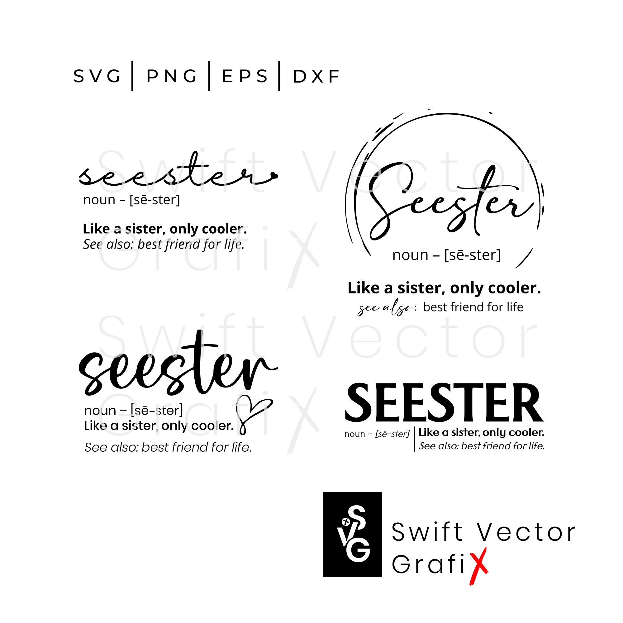 Seester Definition SVG Bundle | Like a Sister Only Cooler Quote | Best ...