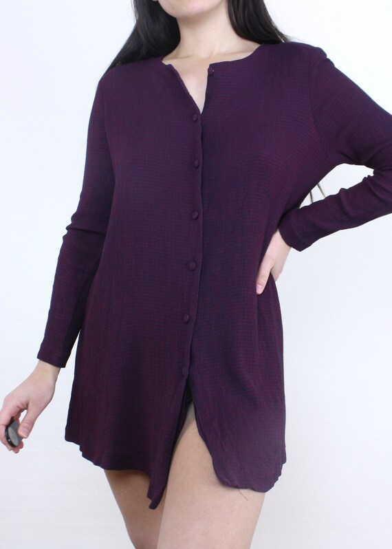 Vintage 90s micro mini dress, dark purple, long sleev… - Gem