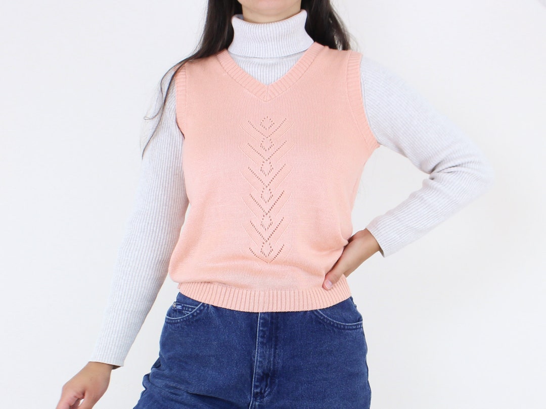 Vintage 70's Pink Sweater Vest, Tank Top, Pastel Coral Pink, It's Pure ...