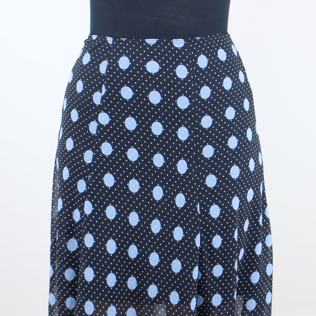 Vintage Y2K Luna Chix Polkadot Skirt, Black W/ Blue & White Polka Dots ...