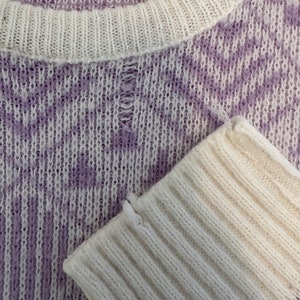 Vintage 80's/90's Purple & White Sweater, Long Sleeve, Crew Neck ...