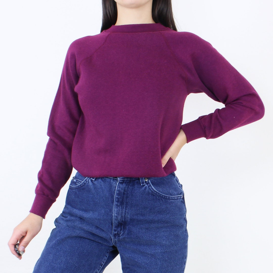 Vintage 70's/80's Burgundy/purple Crewneck Sweater, Raglan Sleeve ...