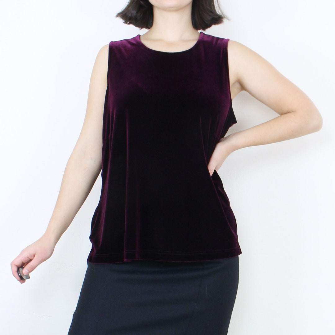 Vintage 90s Burgundy Velvet Tank Top, Jaclyn Smith Classic, Sleeveless ...