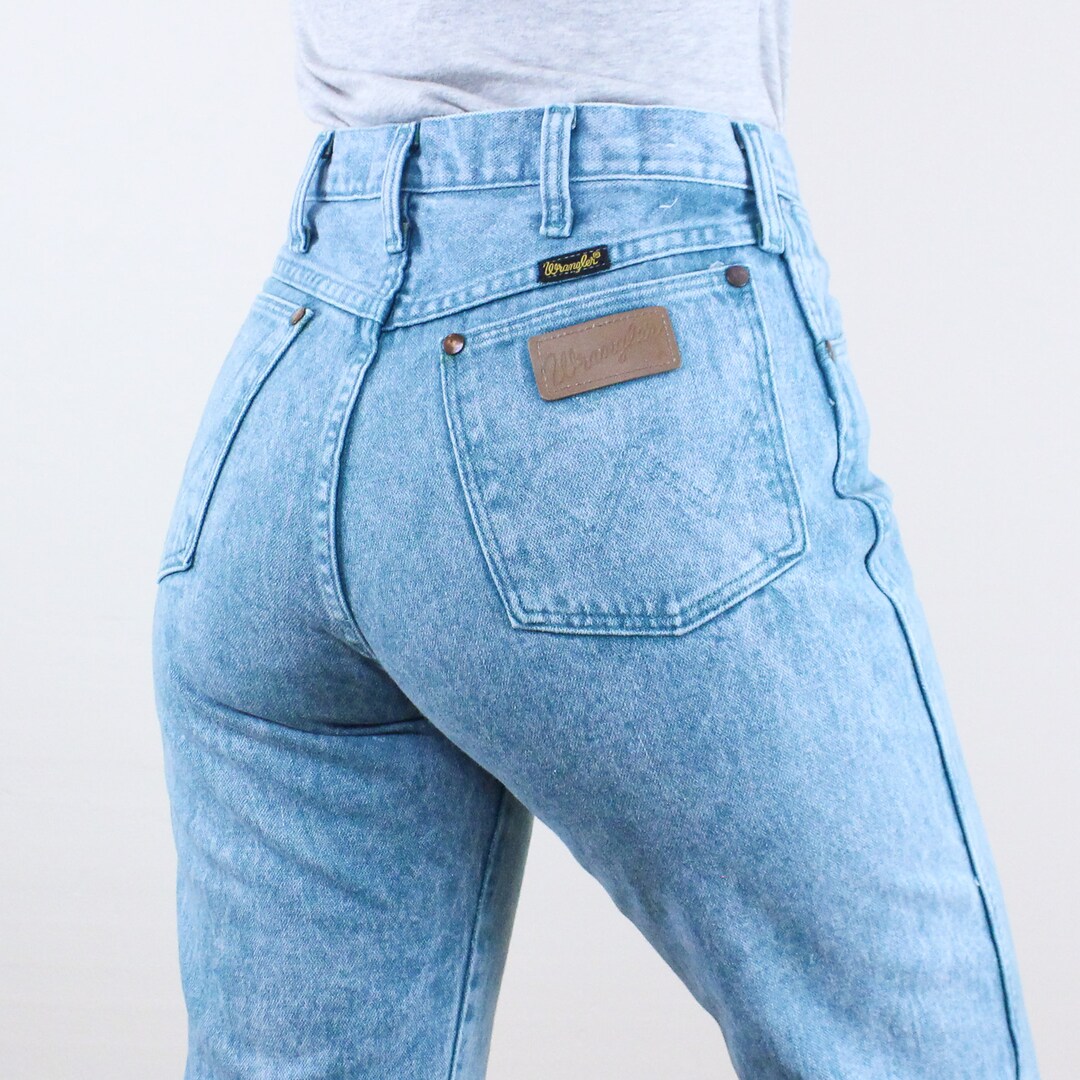 Vintage 90's 29W Wrangler Jeans, Western, Turquoise Acid-wash Denim, 5 ...