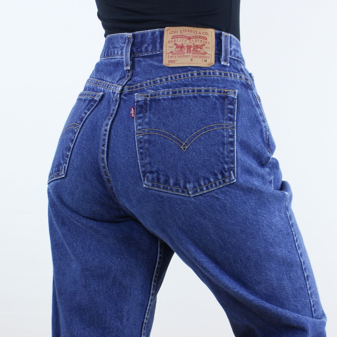 Vintage 2001 30W Levi's 550 Jeans, Dark Wash Blue Denim, Relaxed Fit, 5 ...