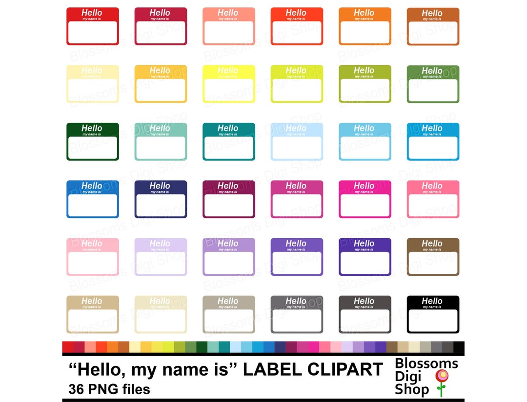 Hello My Name is Clipart, Name Tag, Rainbow Colors, Meeting Element ...
