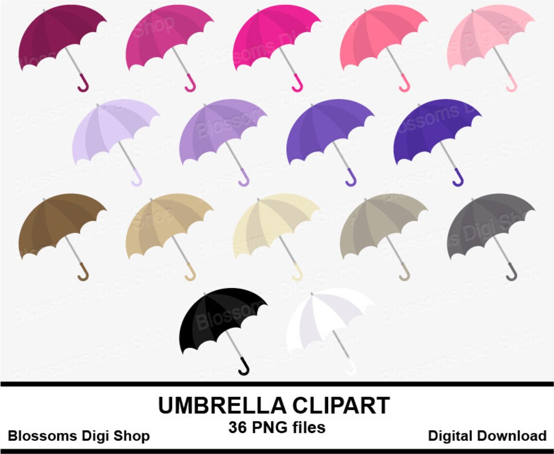 Umbrella Clipart Rainbow Sticker Planner Element Rainy Day | Etsy