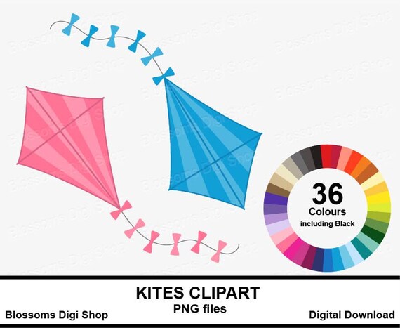 Kites Clipart Sticker Png Multi Colour Bow Clipart Kite - Etsy