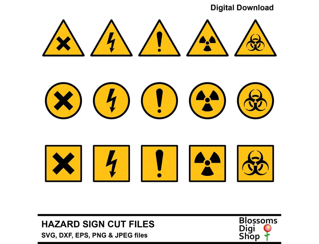 Hazard Signs, Svg Cut Files, Danger Signs, Warning Symbols, Caution Dxf ...