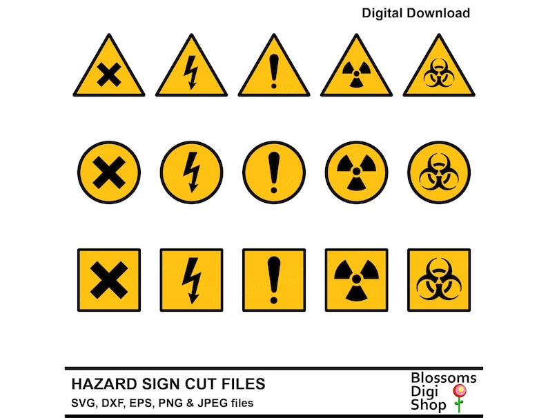 Hazard Signs, Svg Cut Files, Danger Signs, Warning Symbols, Caution Dxf ...