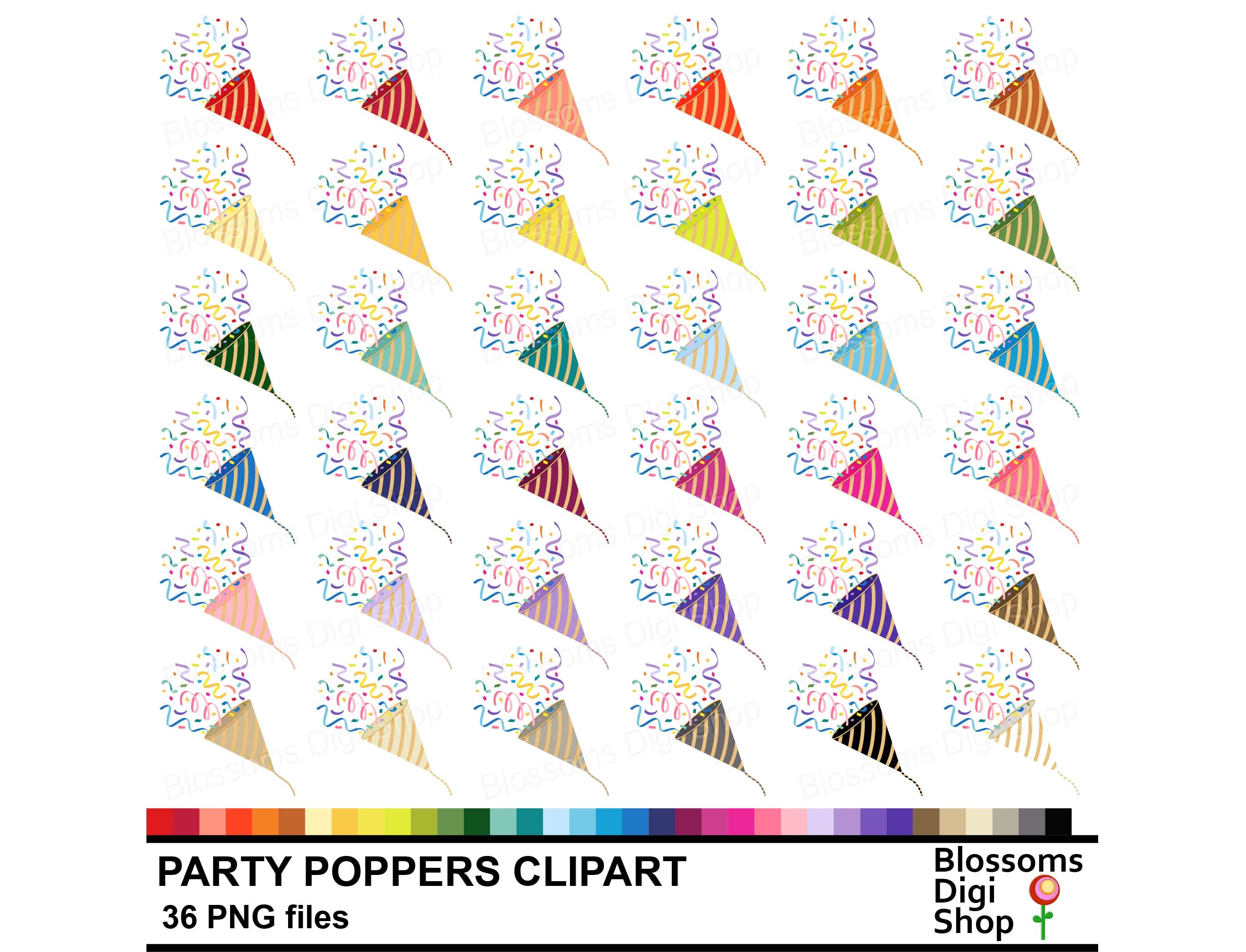 Stripes Party Poppers Clipart, Confetti Cannon, Sticker Clipart, Party ...