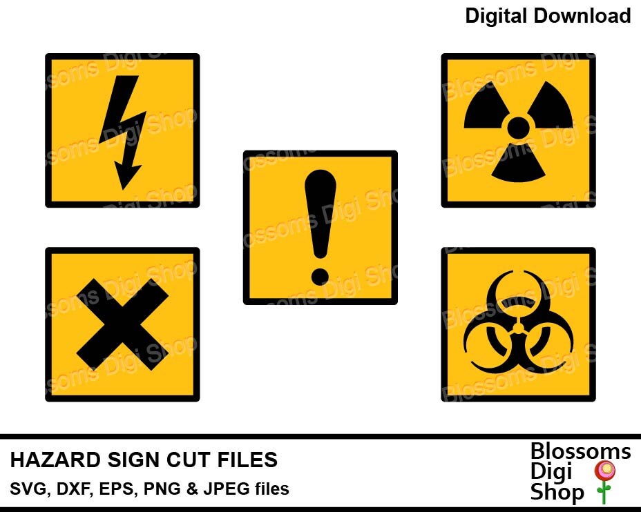 Hazard Signs Svg Cut Files Danger Signs Warning Symbols - Etsy