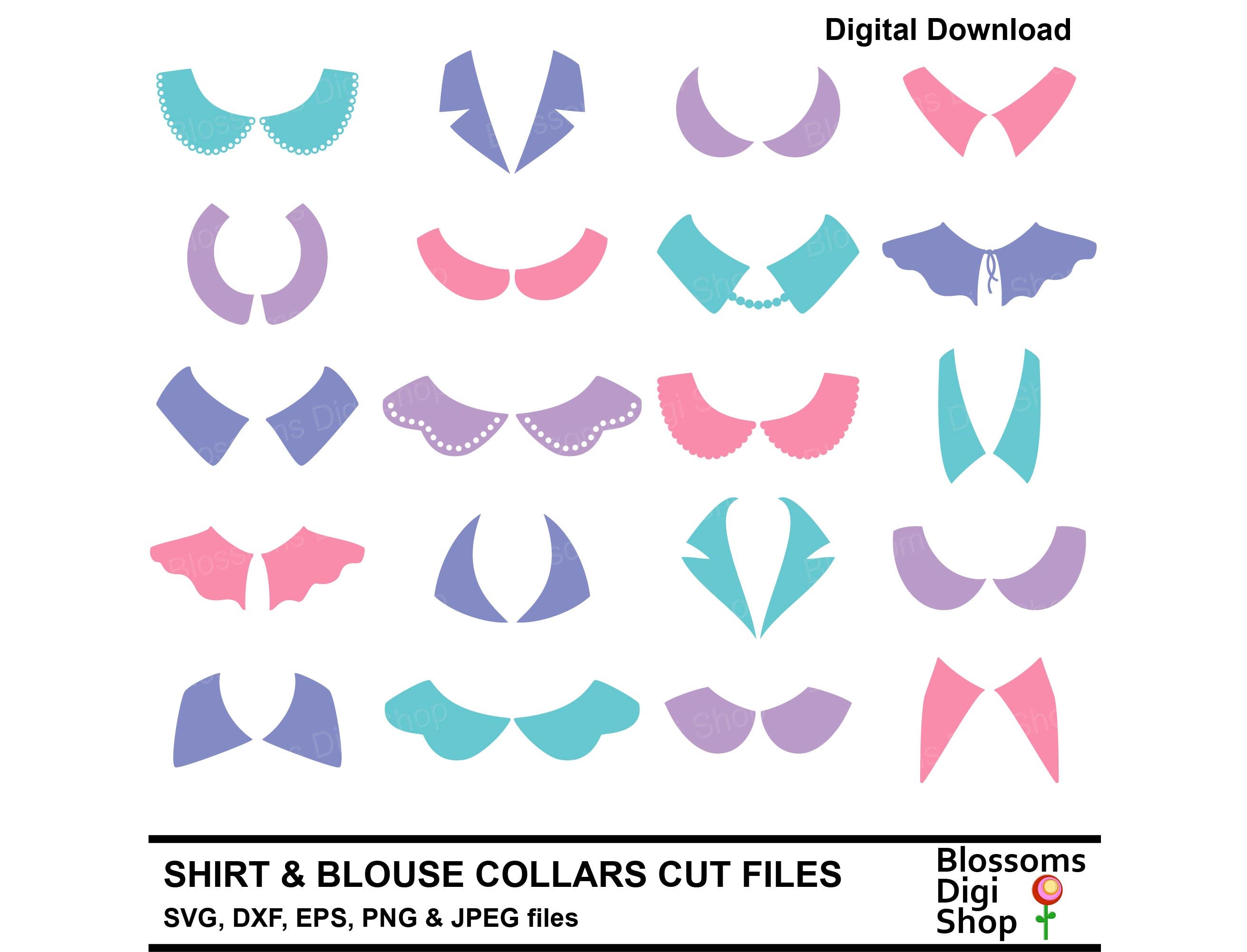 Shirt and Blouse Collars, Svg Cut Files, Neck Line, Peter Pan, Lace Dxf ...