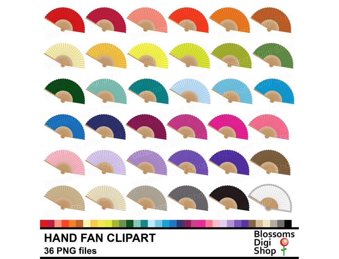 Hand Fan Clipart, Digital Download, Folding Fan, Paper Fan, Oriental ...