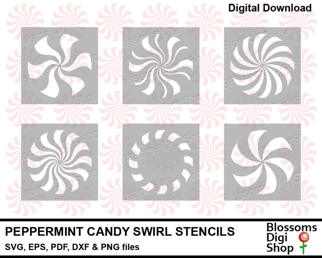 Peppermint Candy Swirl Stencils Christmas Sweets Diy - Etsy