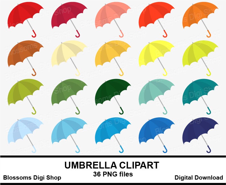 Umbrella Clipart Rainbow Sticker Planner Element Rainy Day | Etsy