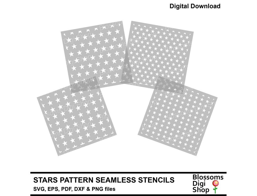 Stars Pattern, Seamless Stencils, Svg Cut Files, Airbrush Template ...