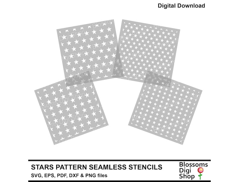 Stars Pattern, Seamless Stencils, Svg Cut Files, Airbrush Template ...