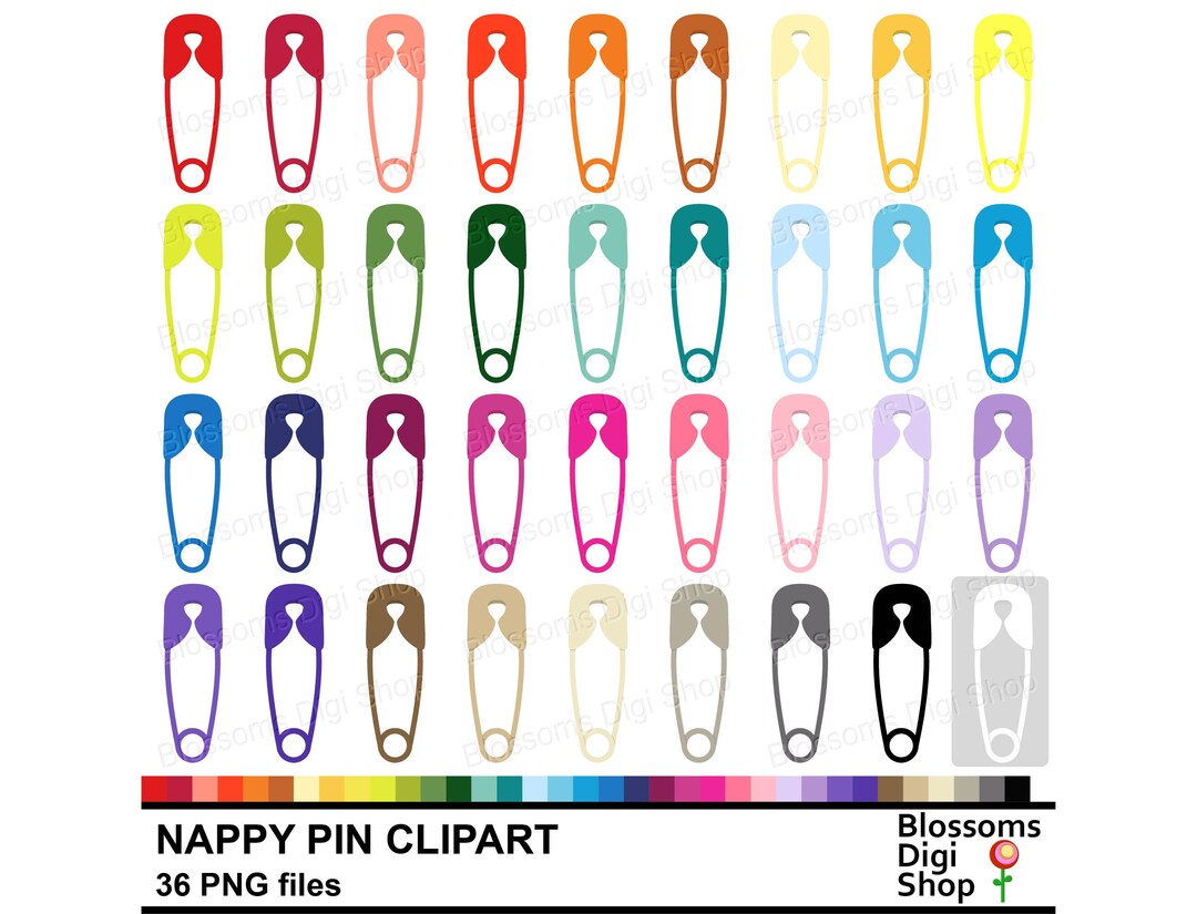 Nappy Pin Clipart, Diaper Pin, Rainbow Elements, Cupcake Topper, Baby ...