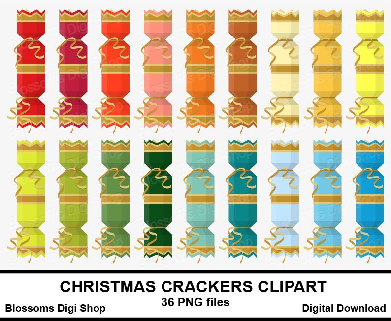 Christmas Cracker Sticker Clipart Multi Color Xmas Element - Etsy