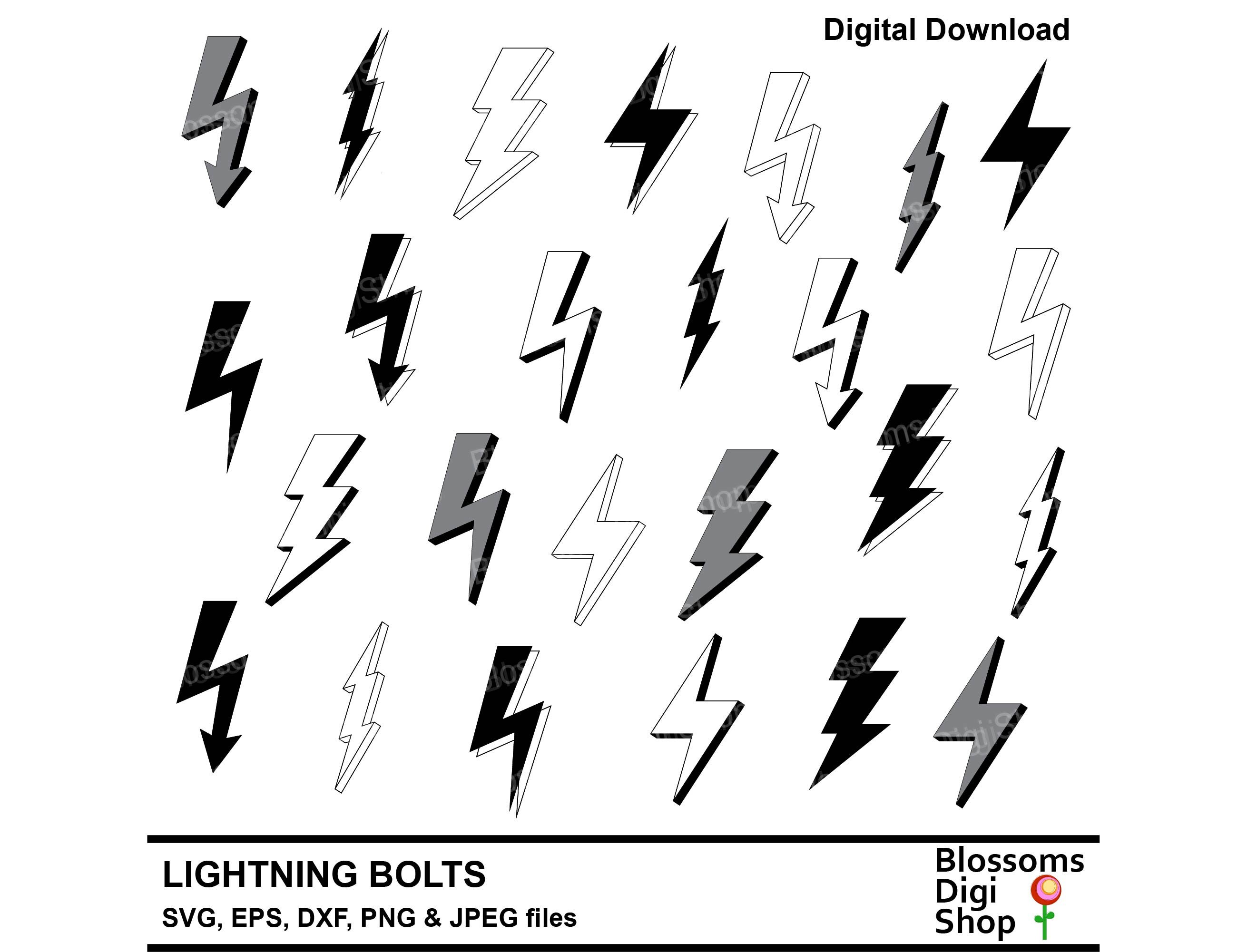 Lightning Bolts Svg Cut File Thunder Bolt Flash Vector - Etsy