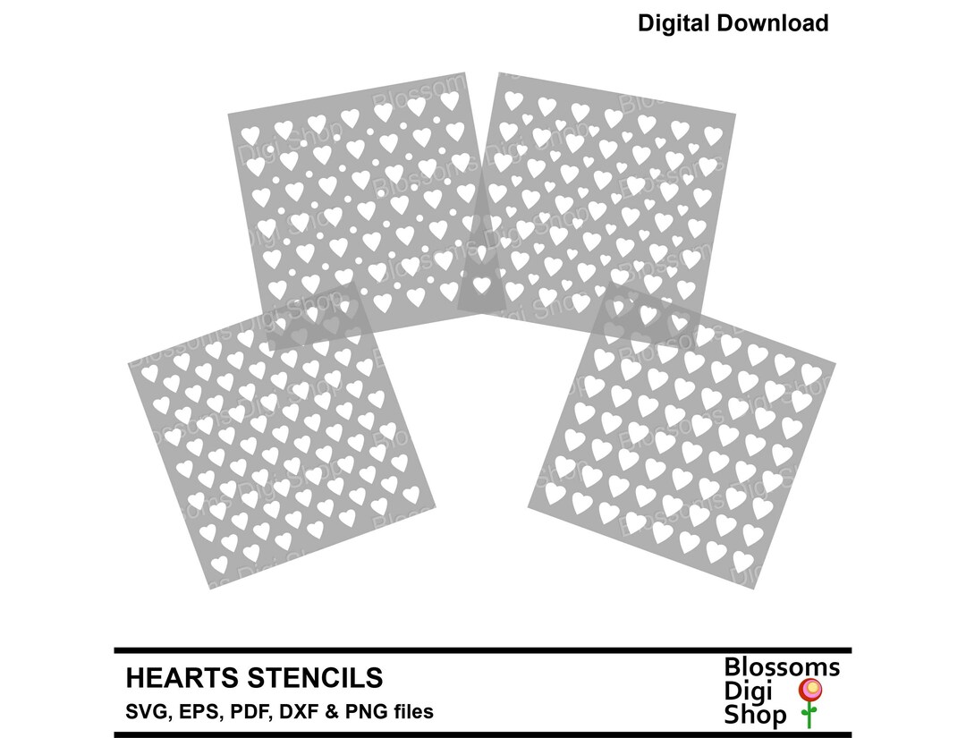 Heart Stencils, Svg Cut File, Valentines Vector, Background Dxf, Repeat ...