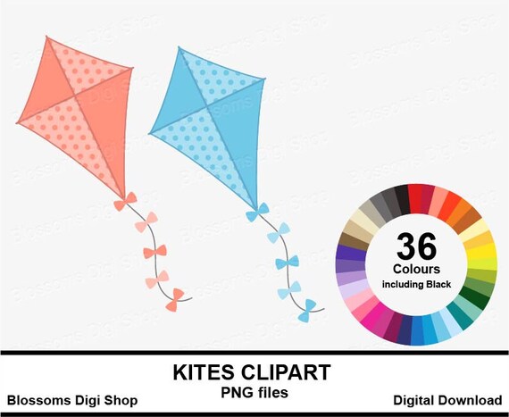 Kites Clipart Sticker Graphic Multi Colors Polka Dot Bow - Etsy