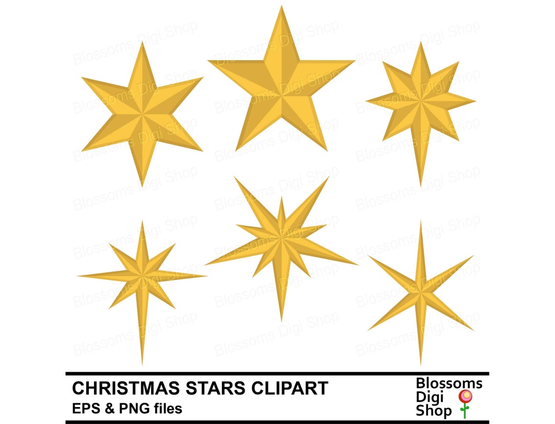 Christmas Stars Clipart, Gold Star, Festive Elements, Star Vector, Star ...