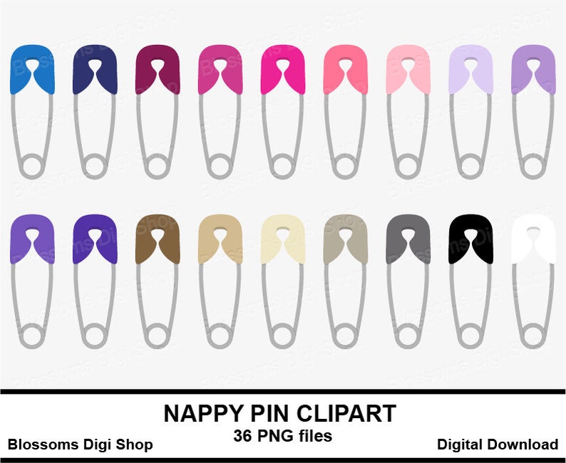 Nappy Pin Clipart Diaper Pin Rainbow Elements Baby Clipart - Etsy