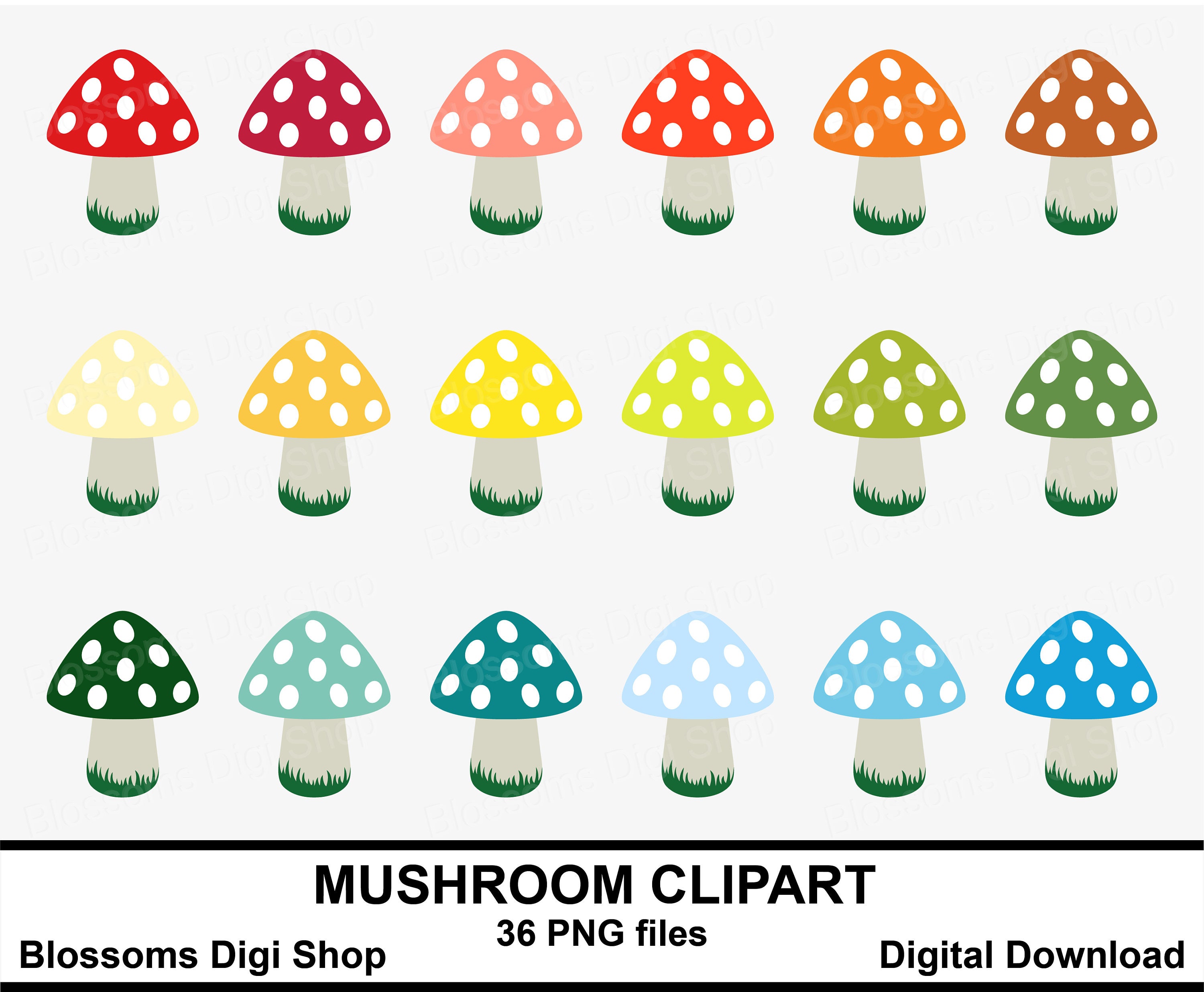 Mushroom Clipart Sticker Clipart Toadstool Clipart Mushroom | Etsy