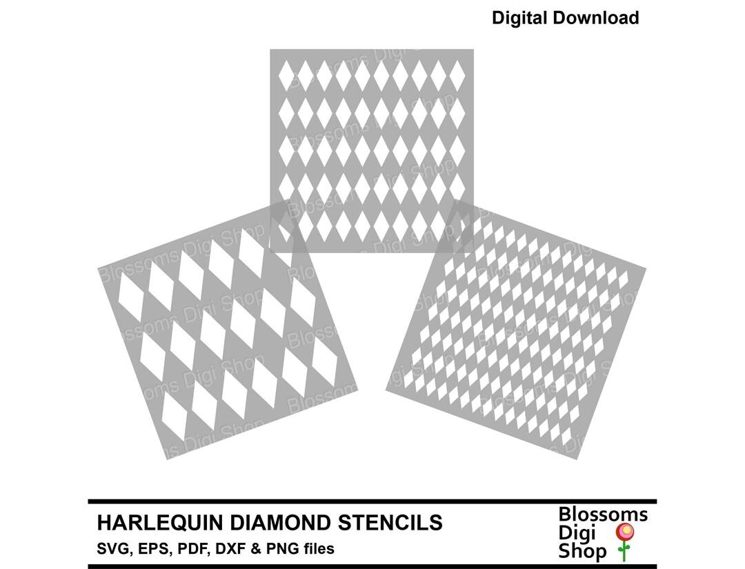 Harlequin Diamond Stencils, Repeat Svg, Wonderland Pdf, Diamond ...