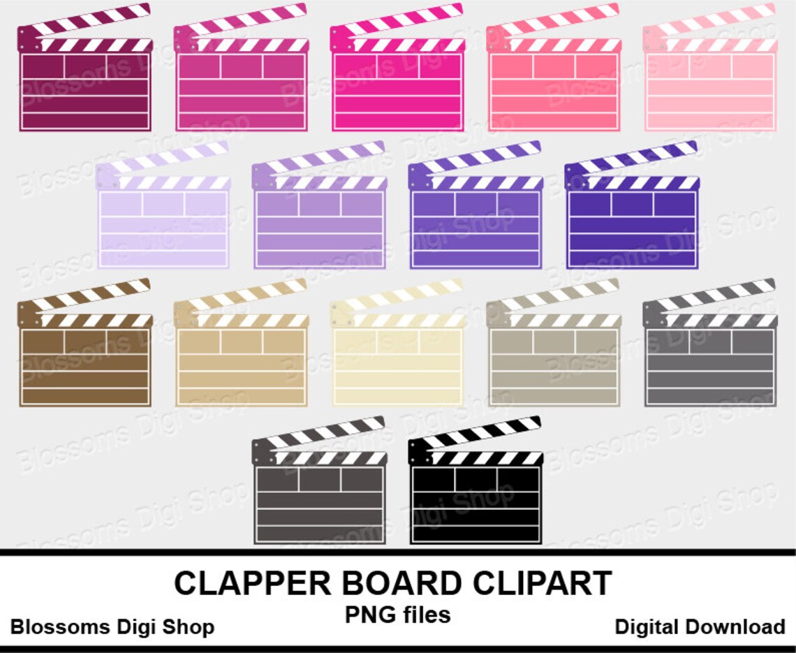 Clapper Board Clipart Film Png Rainbow Sticker Film Night - Etsy
