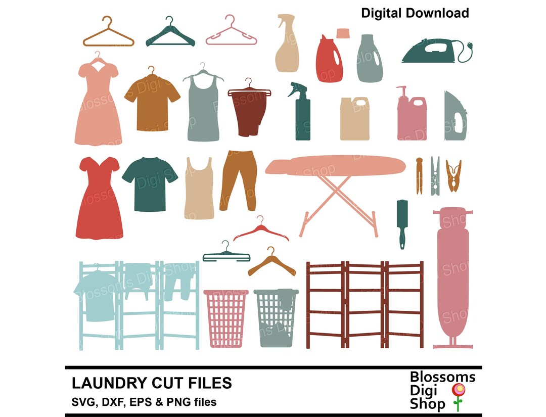 Laundry Cut Files , Home Chores Vector, Ironing Element, Clothes Hanger ...