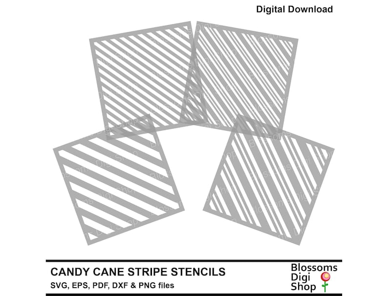 Candy Cane Stripe Stencils, Christmas Svg, Xmas Vector, DIY Stencil ...