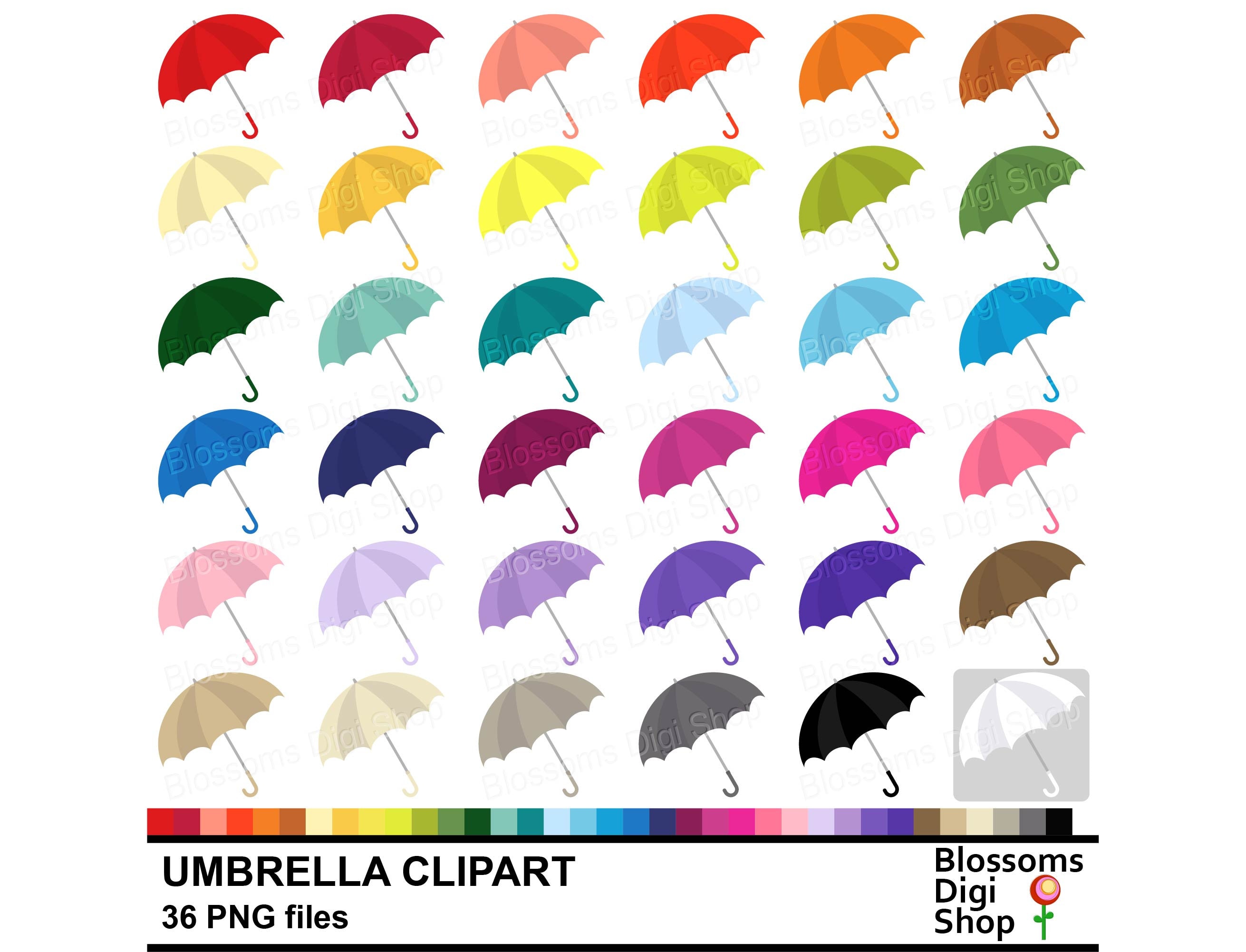 Umbrella Clipart Rainbow Sticker Planner Element Rainy Day - Etsy